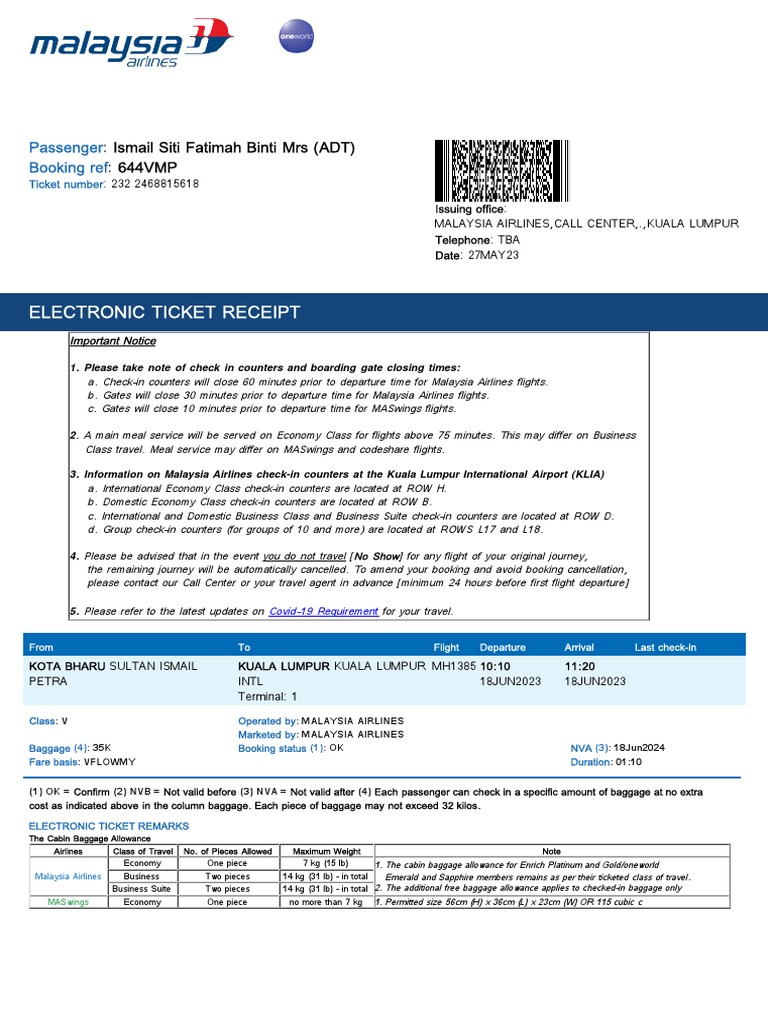 Your Electronic Ticket-EMD Receipt (5) | PDF