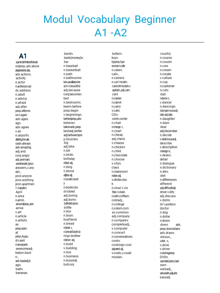 Modul Vocabulary Beginner | PDF