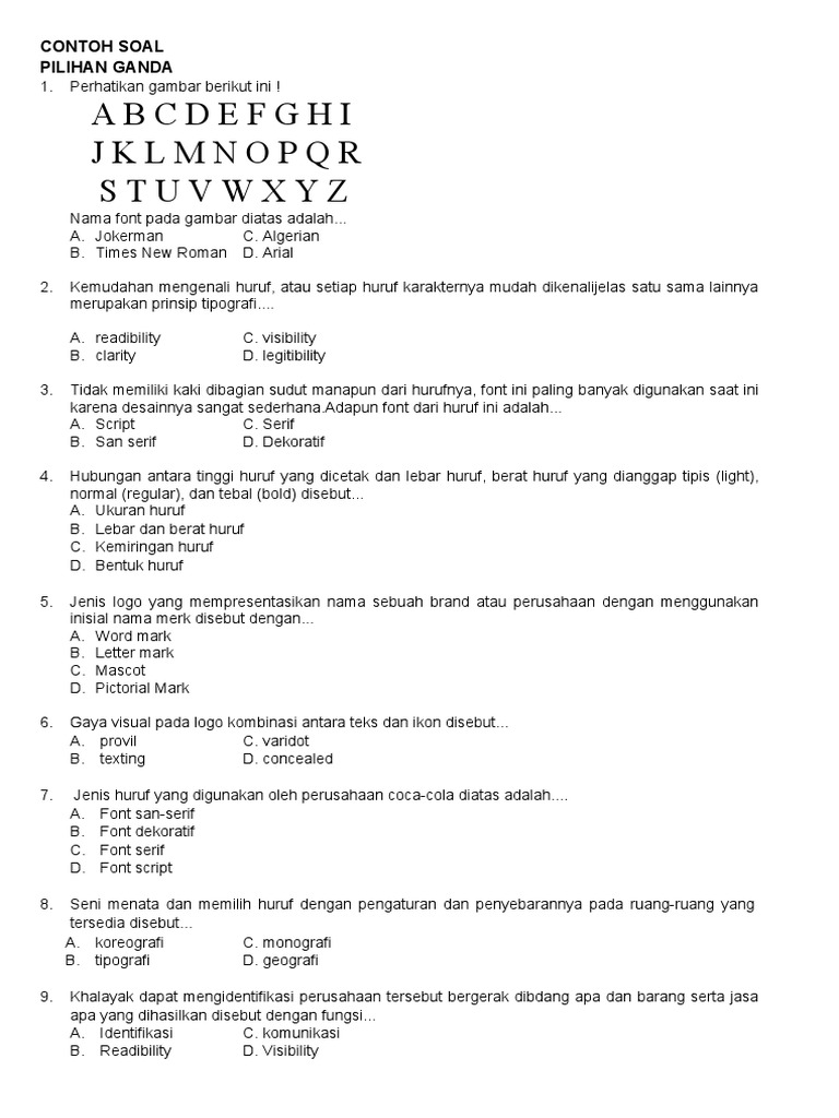 Contoh Soal Mid Tipografi Dan Logo | PDF