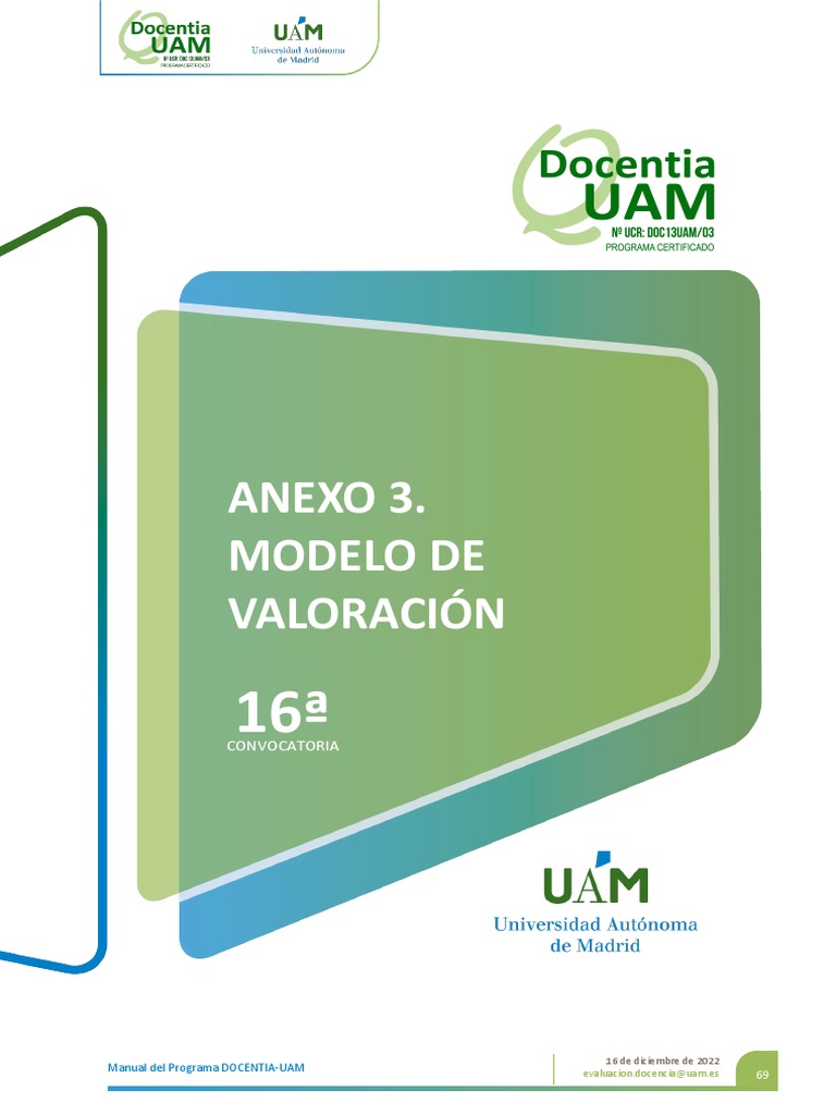 Anexo 3. Modelo de Valoración | PDF | Maestros | Enseñando