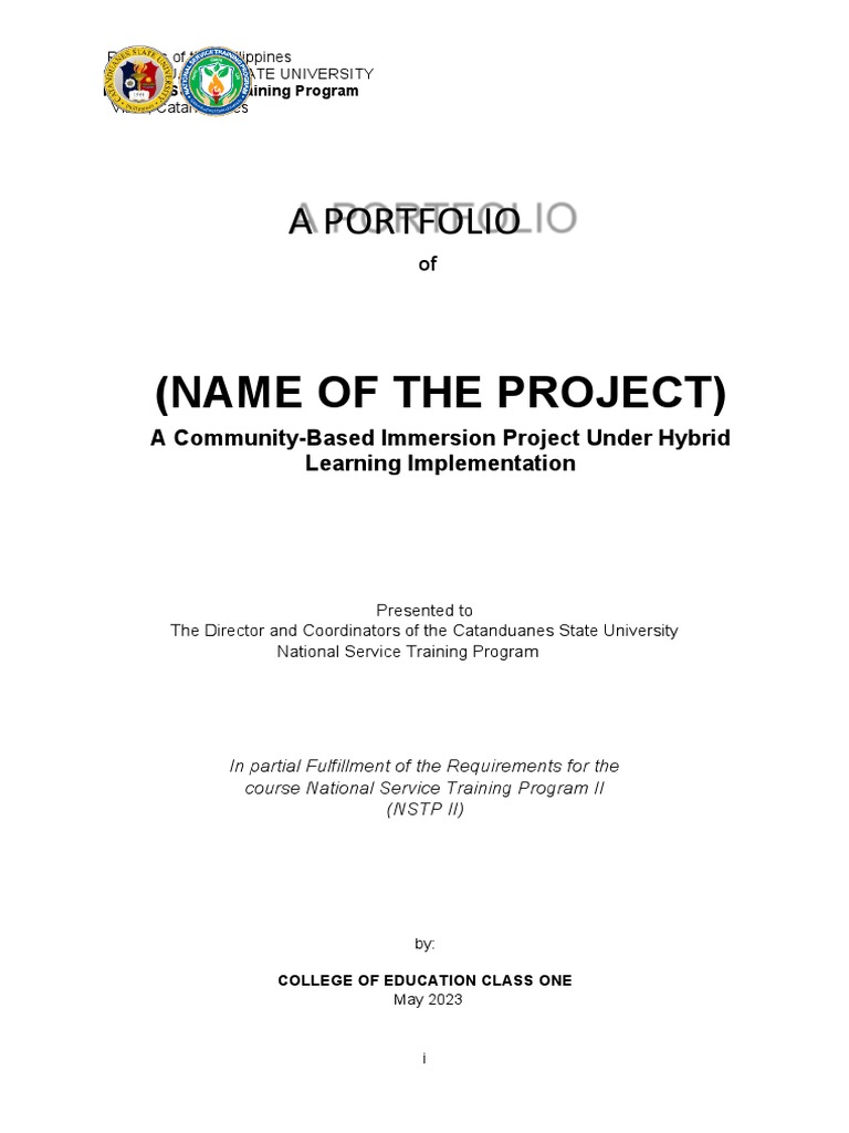 NSTP 2 Portfolio Preliminaries | PDF