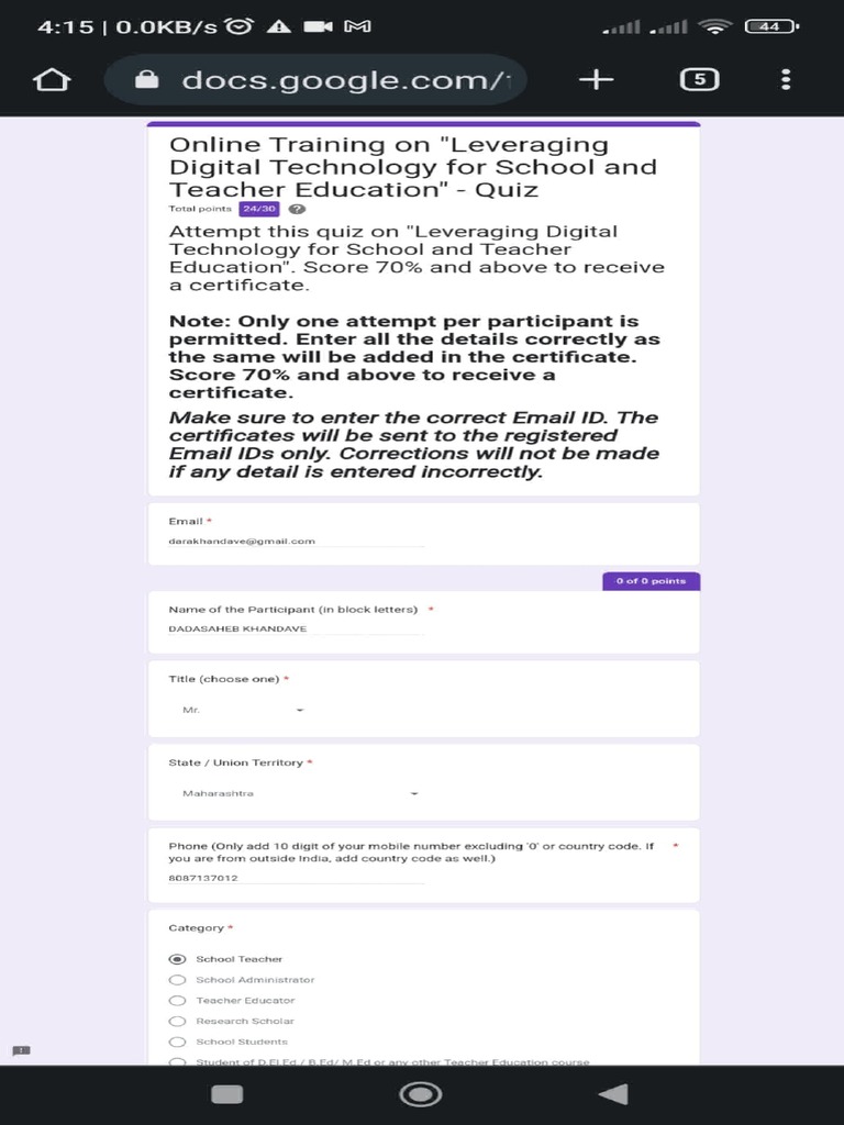 Leveraging Digital Technology For School and Teacher Quiz Answers | PDF ...