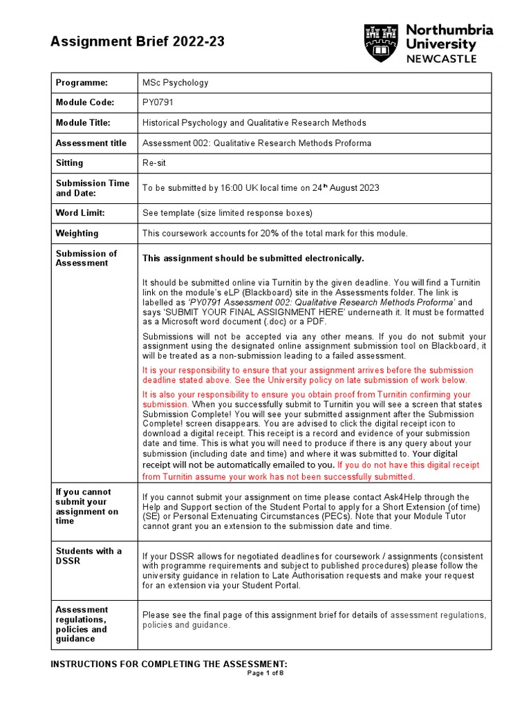 PY0791 Assessment Brief 002 Research Proforma RESIT 2022-23 (1 ...