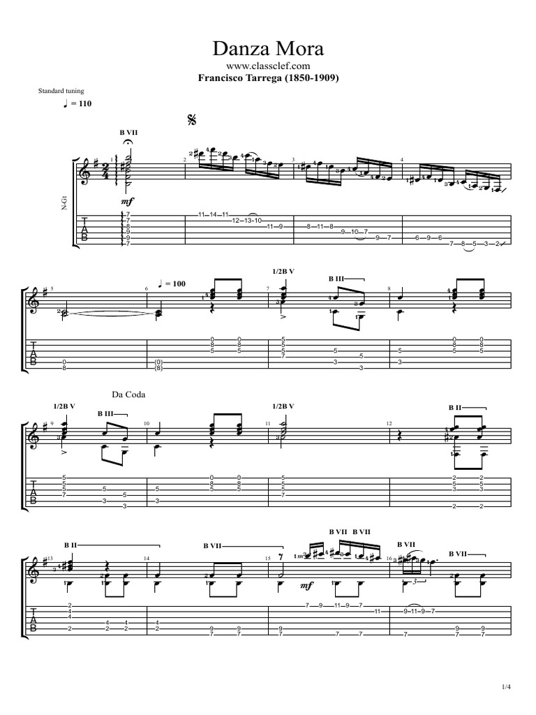 Danza Mora by Francisco Tarrega | PDF
