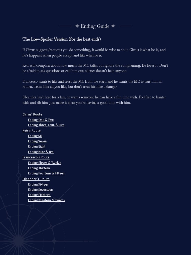 Ending Guide (Chapter 1.5) | PDF