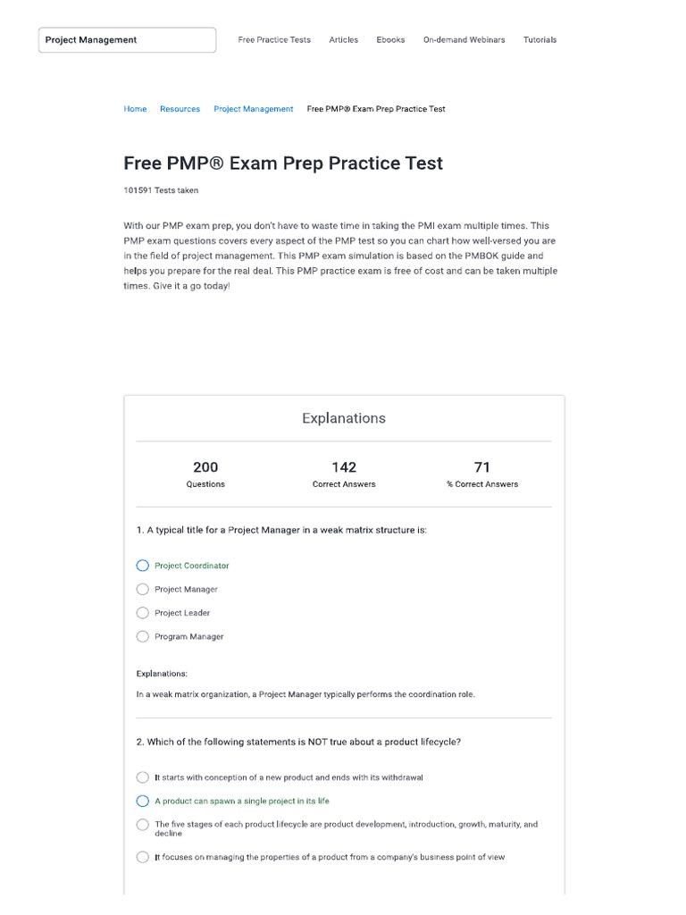 PMP® Exam Prep - Free PMP Practice Exam Questions - Simplilearn | PDF