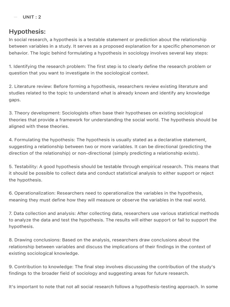 Unit 2 | PDF | Hypothesis | Methodology