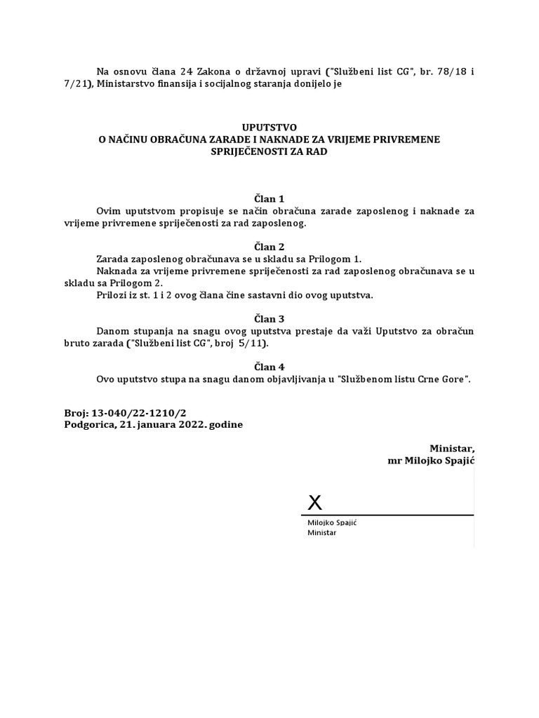 Uputstvo-o-obracunu-zarade-i-naknade-za-vrijeme-privremene-sprijecenosti-za-rad-kon-sl-list._ | PDF