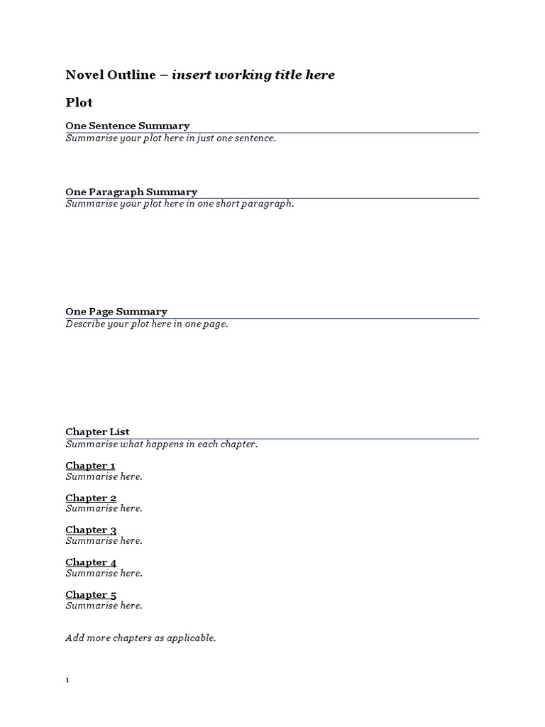 Novel Outline Template | PDF