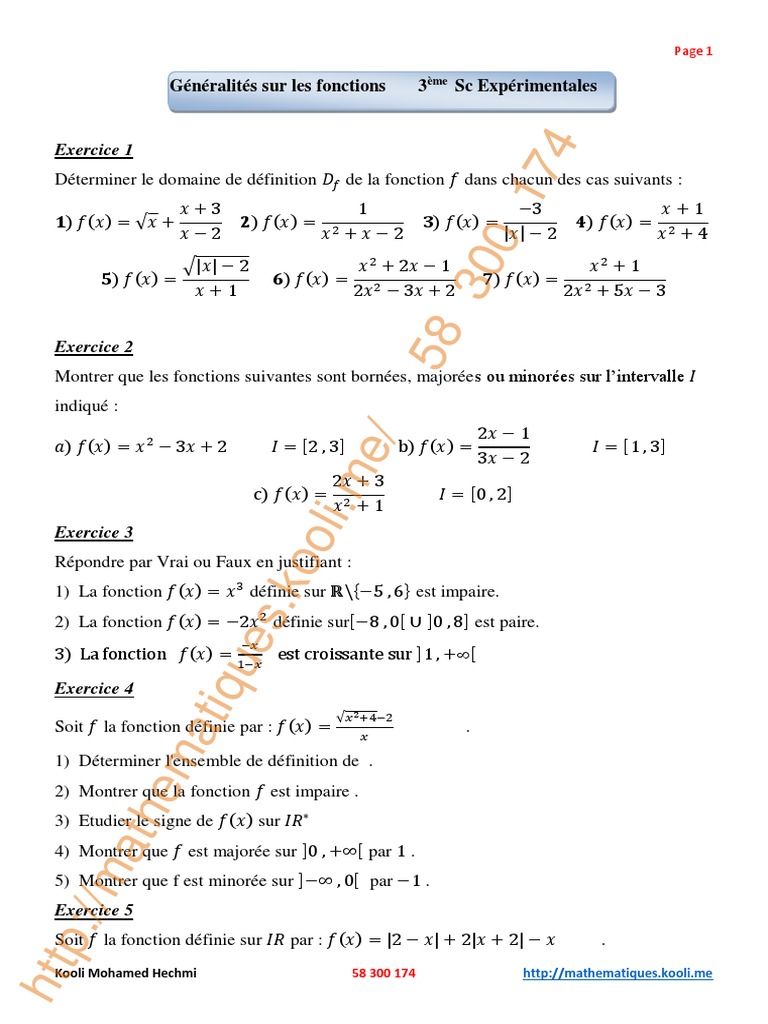 Généralités Sur Les Fonctions 3ème SC Expérimentales | PDF