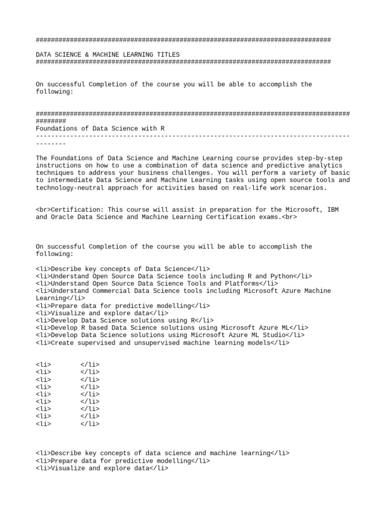 Data Science & Machine Learning Courses | PDF