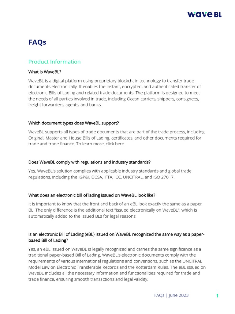 WaveBL FAQs | PDF