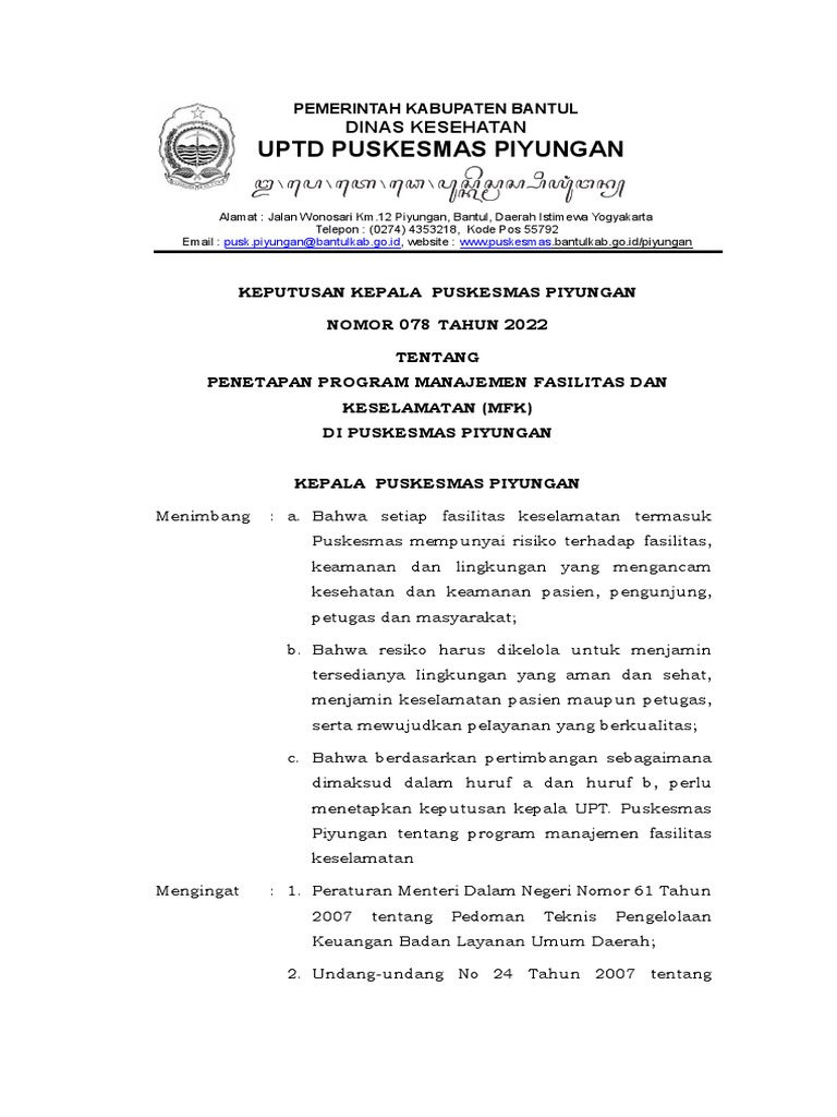 SK Penetapan Program MFK | PDF