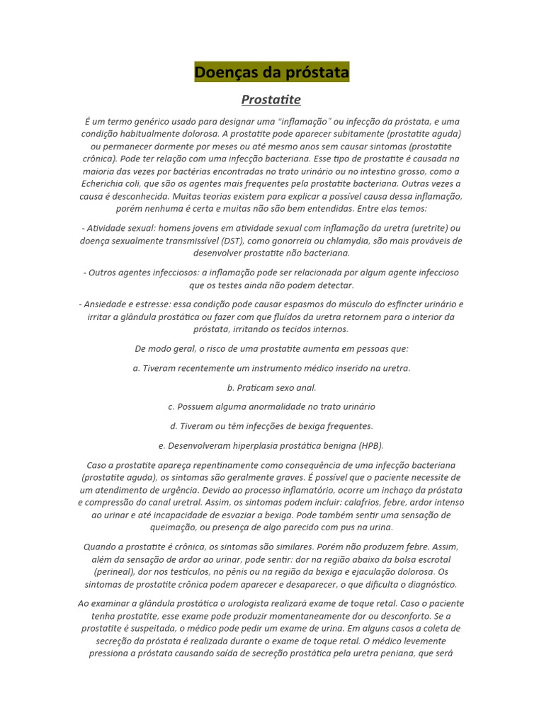 Trabalho de Prostatite Ok. | PDF