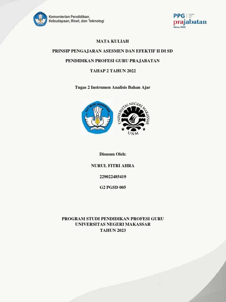 T1. PPA - Tugas 2 Instrumen Analisis Bahan Ajar Nurul Fitri Ahra | PDF