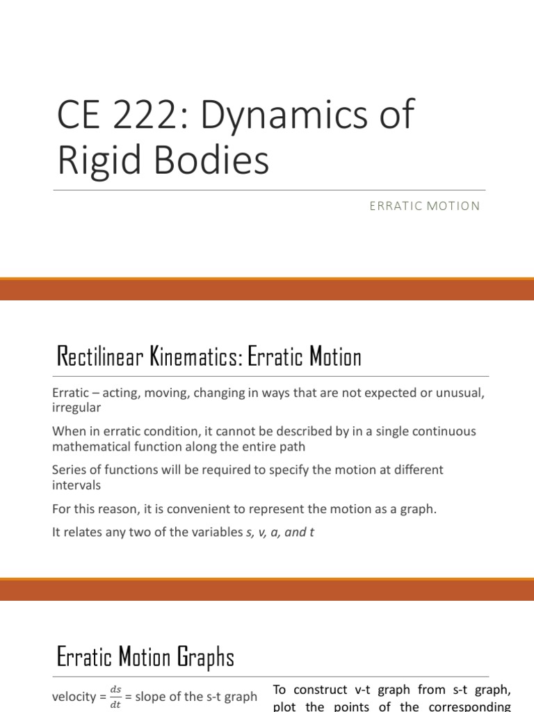 CE 222 Dynamics of Rigid Bodies 02B - Rectilinear Motion | PDF