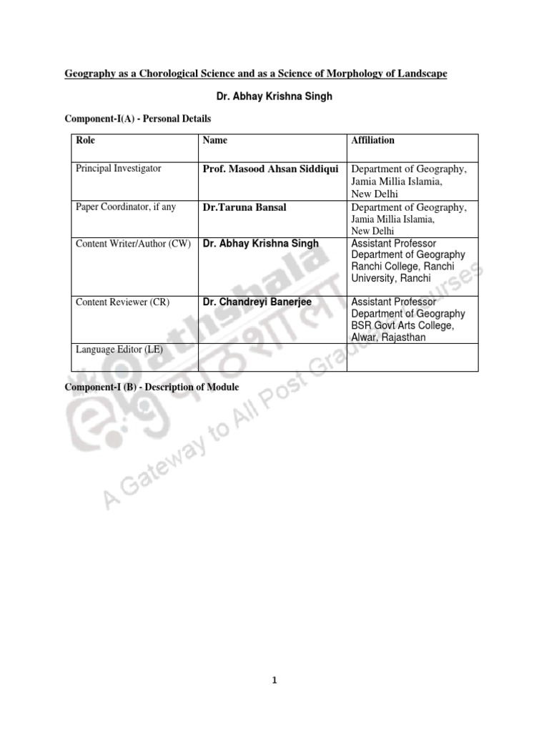 Geographyasa Chorological Scienceandasascienceofmorphologyoflandscape | PDF