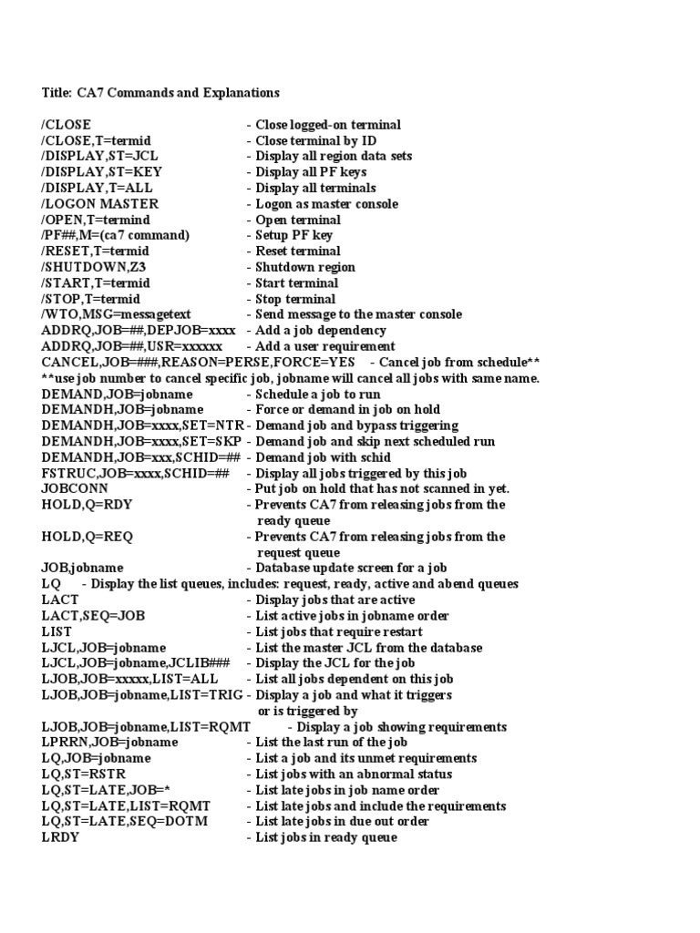 Ca 7 Cheat Sheet | PDF