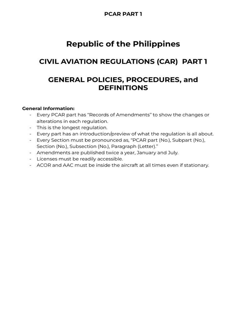 PCAR Part 1 Reviewer | Download Free PDF | Instrument Flight Rules ...