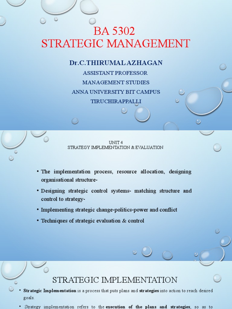 STRATEGIC MANAGEMENT Unit 4 | PDF | Strategic Management | Change Management