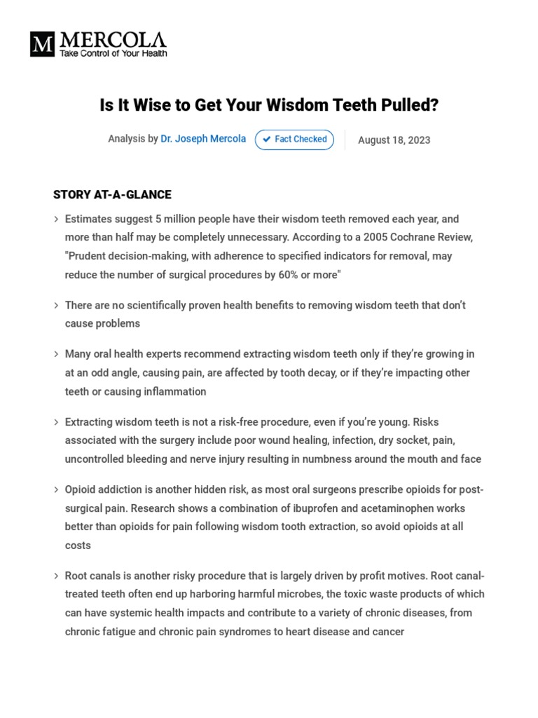 Rethinking Wisdom Tooth Extraction Risks | PDF | Dentistry | Surgery