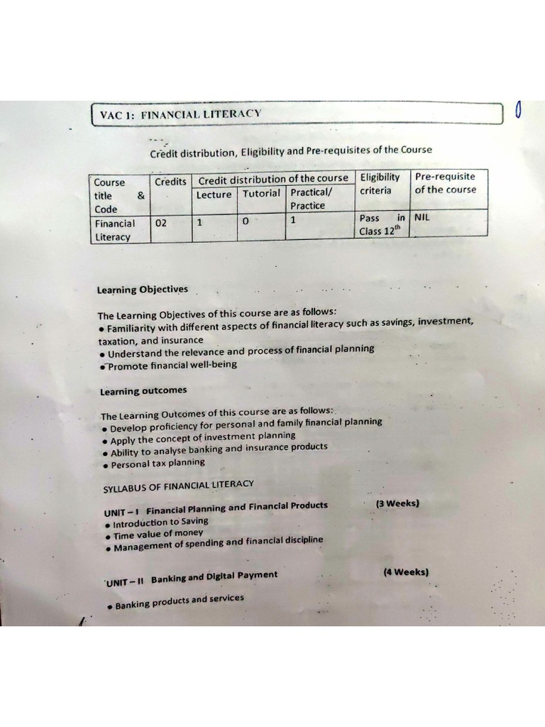 Unit 1 Financial Literacy Sem 1 | PDF
