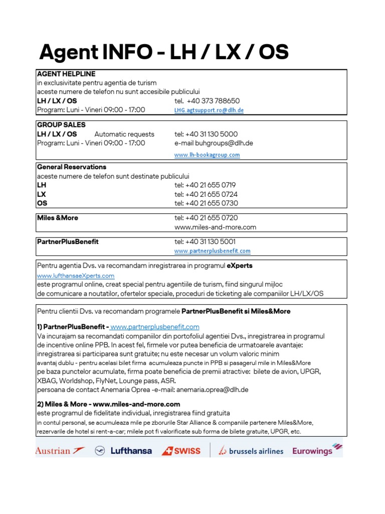 Agent Info Lufthansa Group | PDF