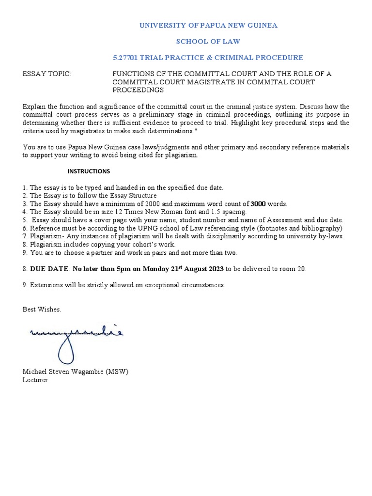 Functions of The Committal Court and Role of The Committal Court ...