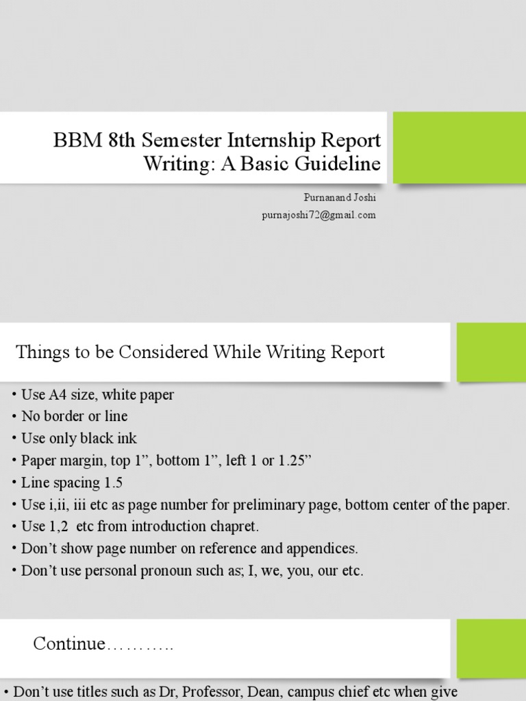 Internship Report Writing Guidelines | PDF