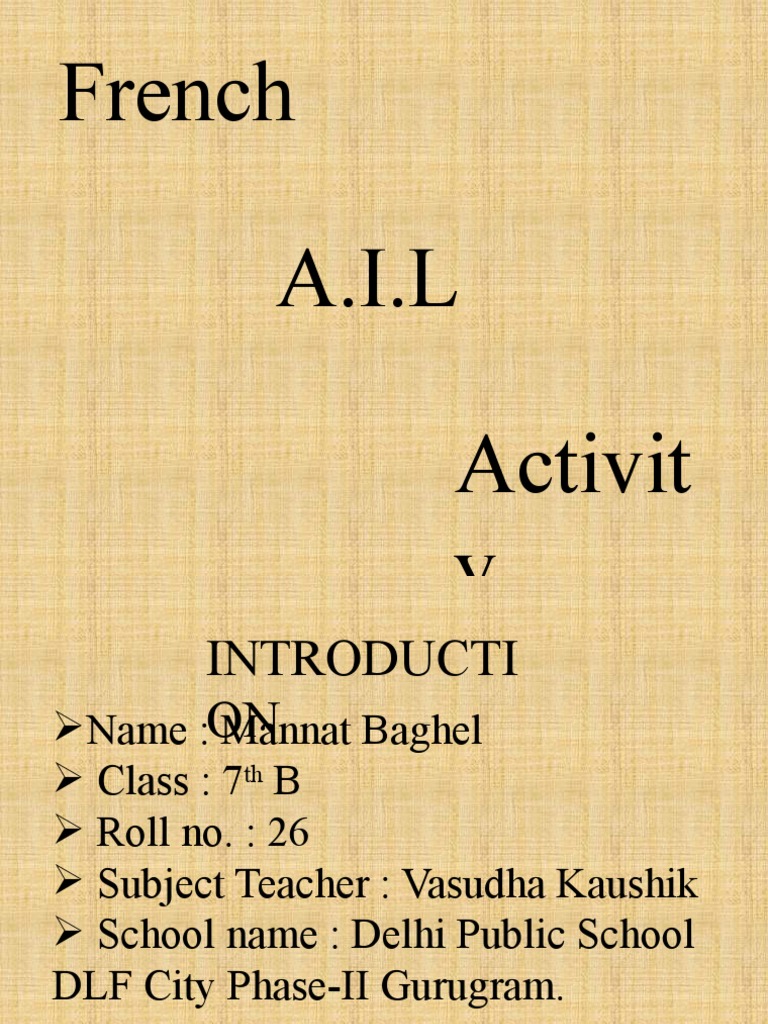 French AIL Activity | PDF
