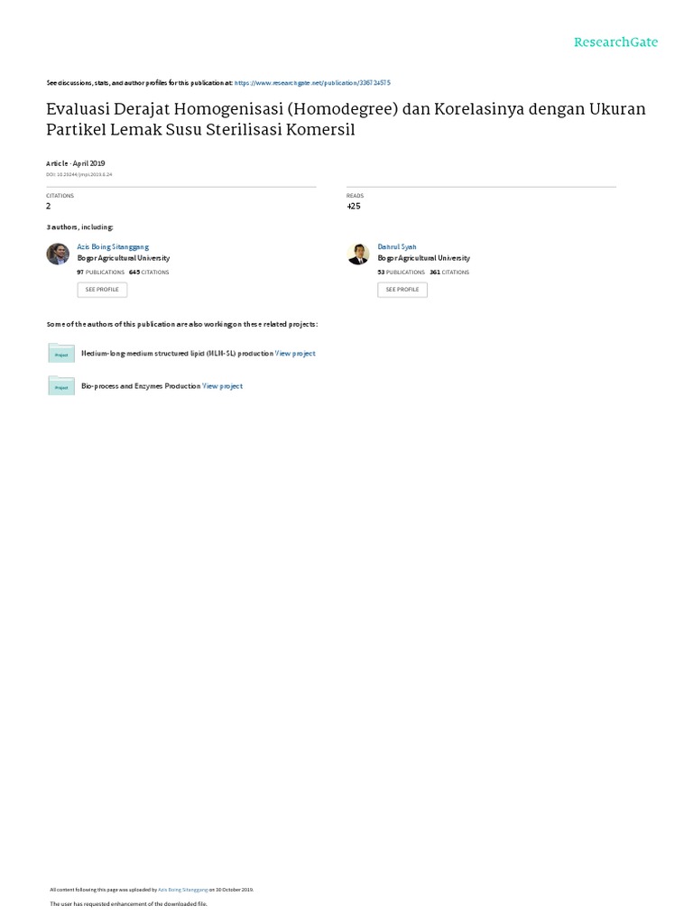 Evaluasi Derajat Homogenisasi Homodegree Dan Korel | PDF | Kesehatan ...