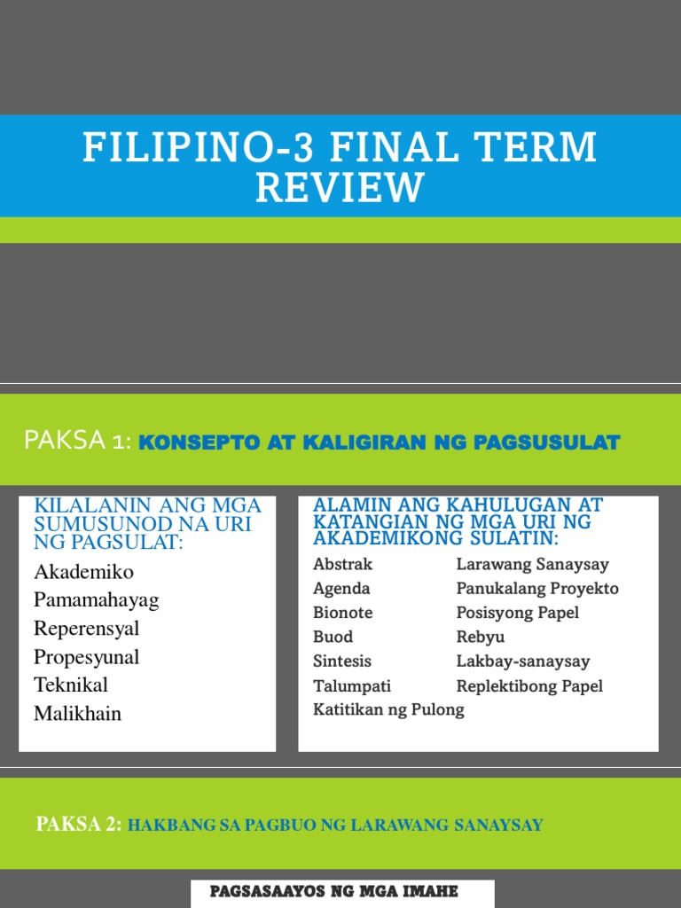 FILIPINO-3 Final Term Review | PDF