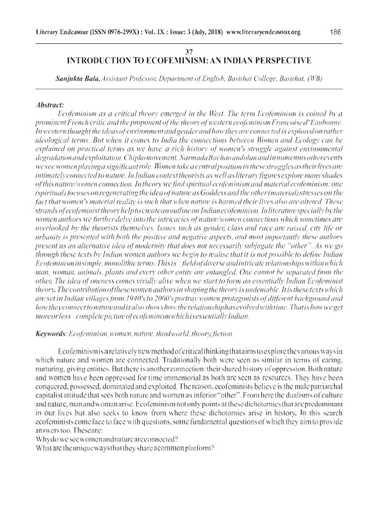 2018-07 37 INTRODUCTION TO ECOFEMINISM AN INDIAN PERSPECTIVE - Sanjukta ... 2018-07 37 INTRODUCTION TO ECOFEMINISM AN INDIAN PERSPECTIVE - Sanjukta ...