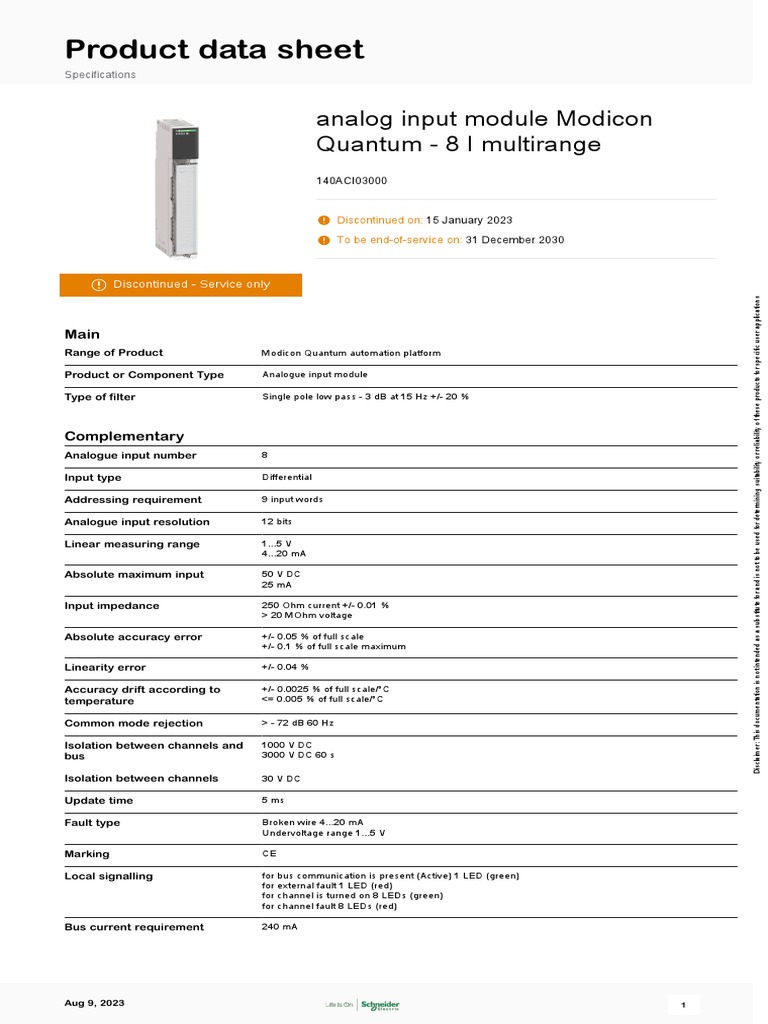 Modicon Quantum PAC - 140ACI03000 | PDF | Electrical Resistance And Conductance | Programmable ...