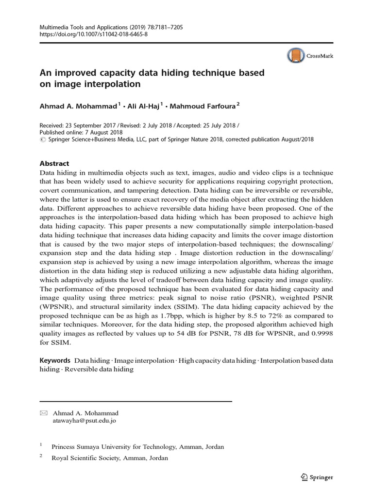 An Improved Capacity Data Hiding Technique Based On Image Interpolation | PDF | Computers
