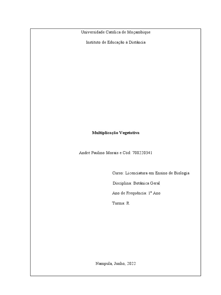 Trabalho de Botanica Geral UCM | PDF