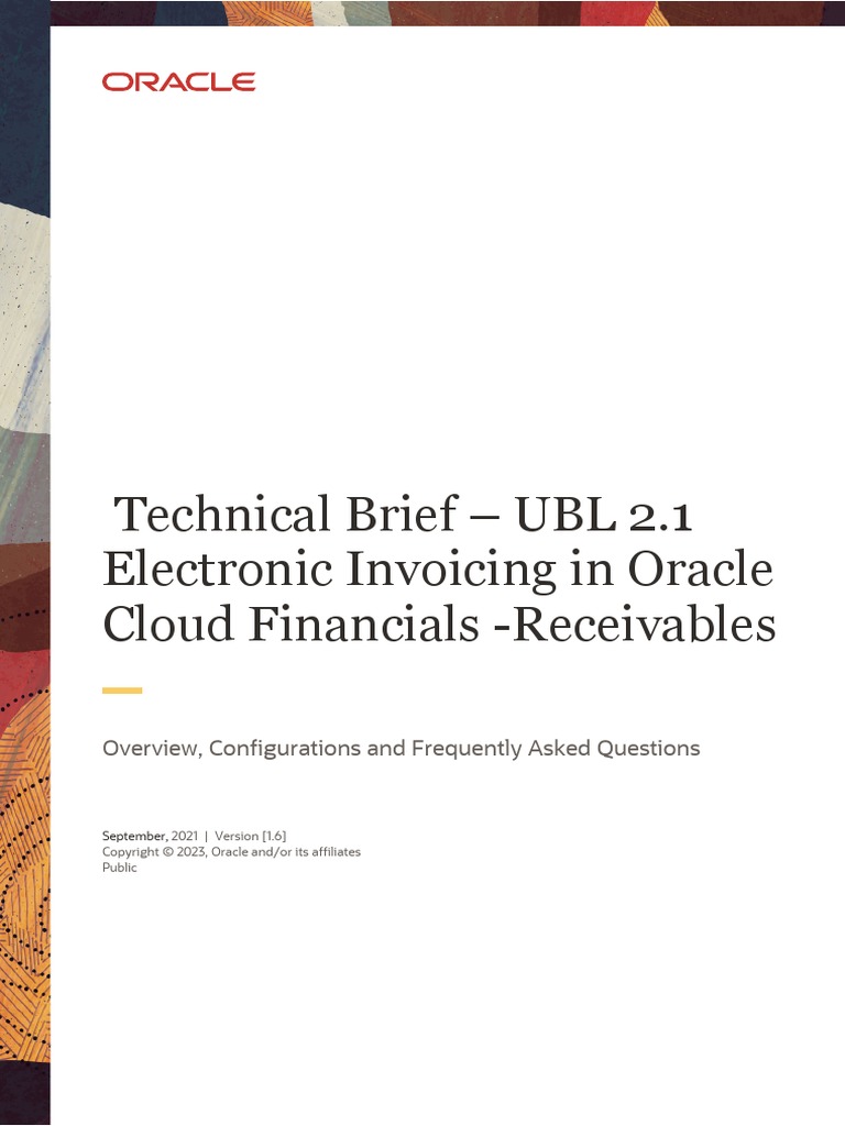 UBL 2.1 Electronic Invoicing in Oracle Receivables Cloud v1.7 | PDF | Invoice | Electronic Data ...