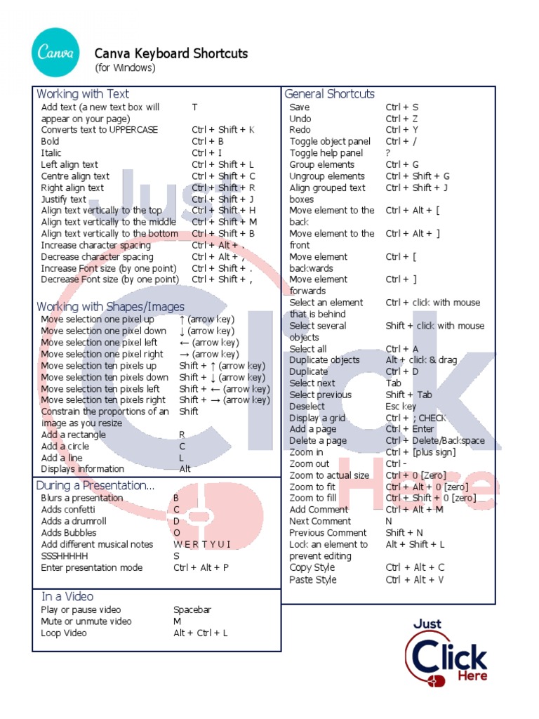 Canva Windows Shortcuts Guide | PDF | Control Key | Keyboard Shortcut