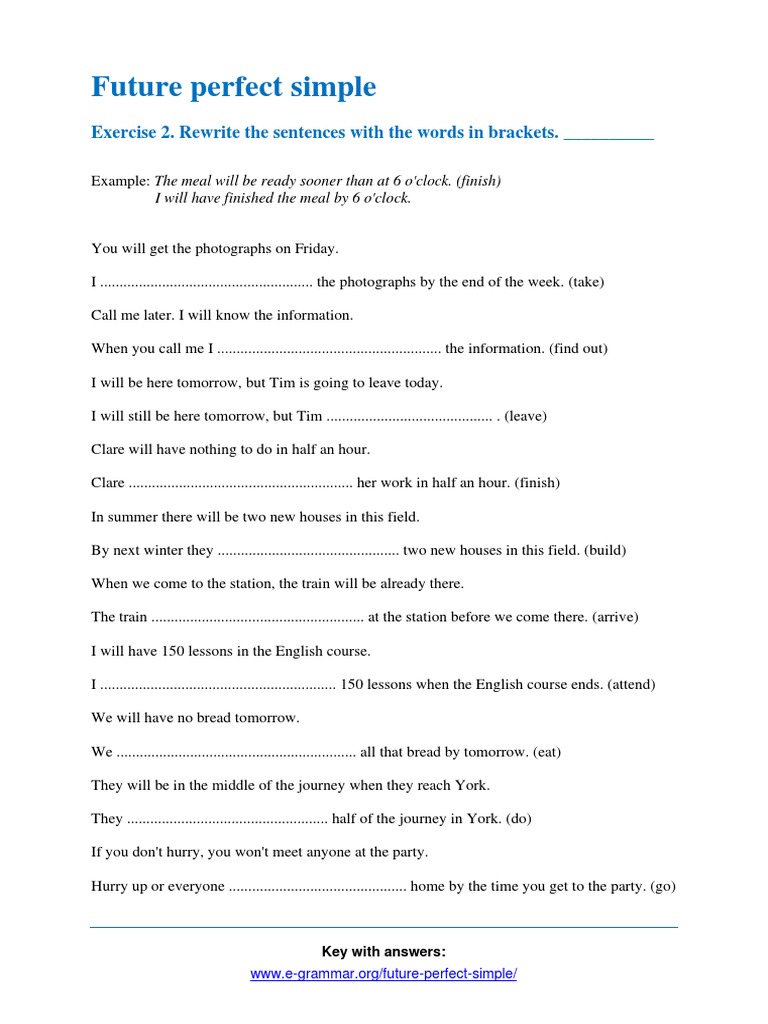 Future Perfect Simple Exercise 2 | PDF