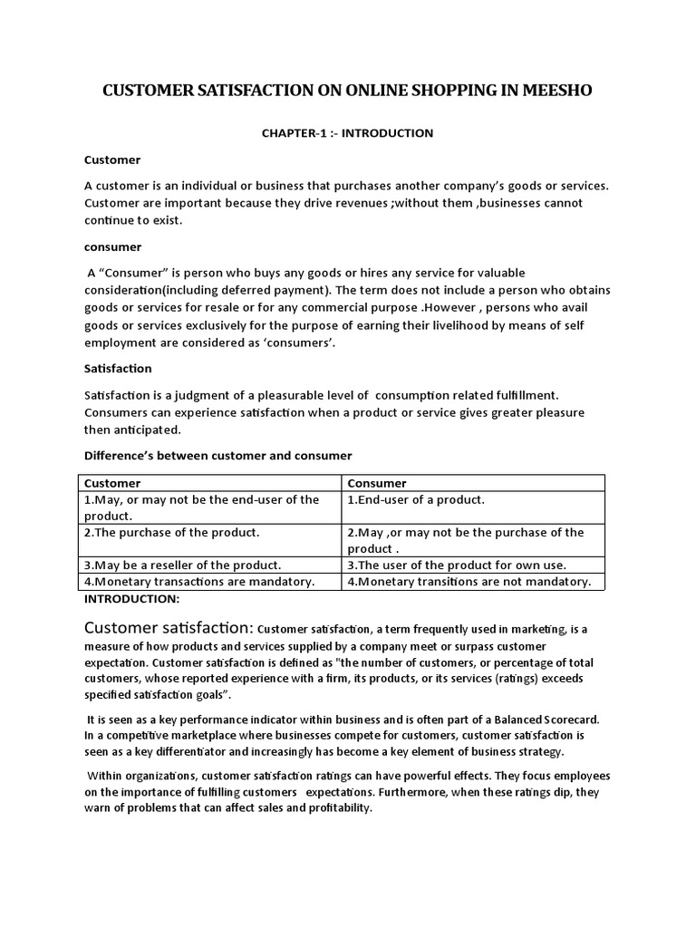 Shivani Project Work | PDF | Customer Satisfaction | Methodology