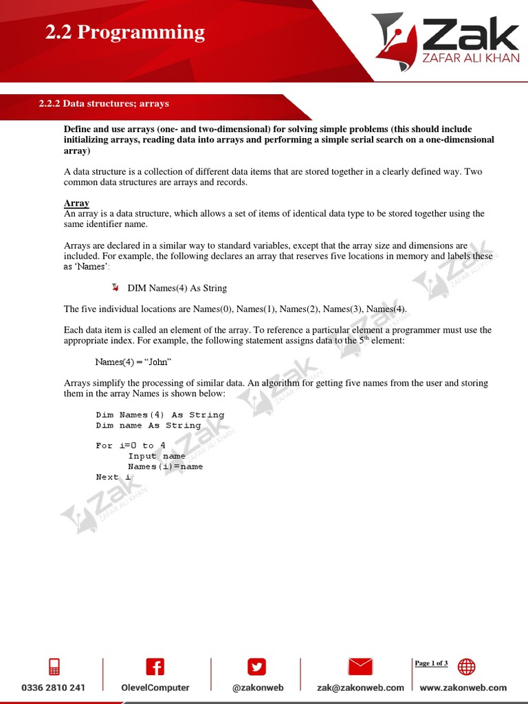 222 Data Structures Arrays Pdf Computer Programming Computing 7480