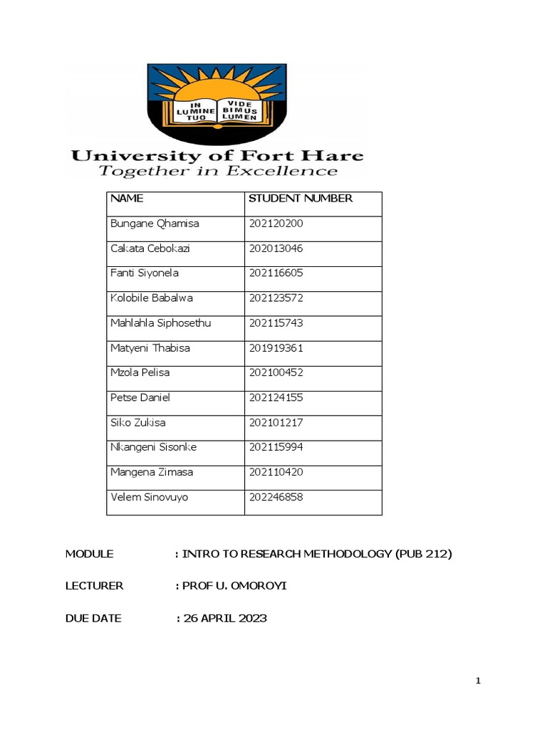 Research Methodology Assignment | PDF