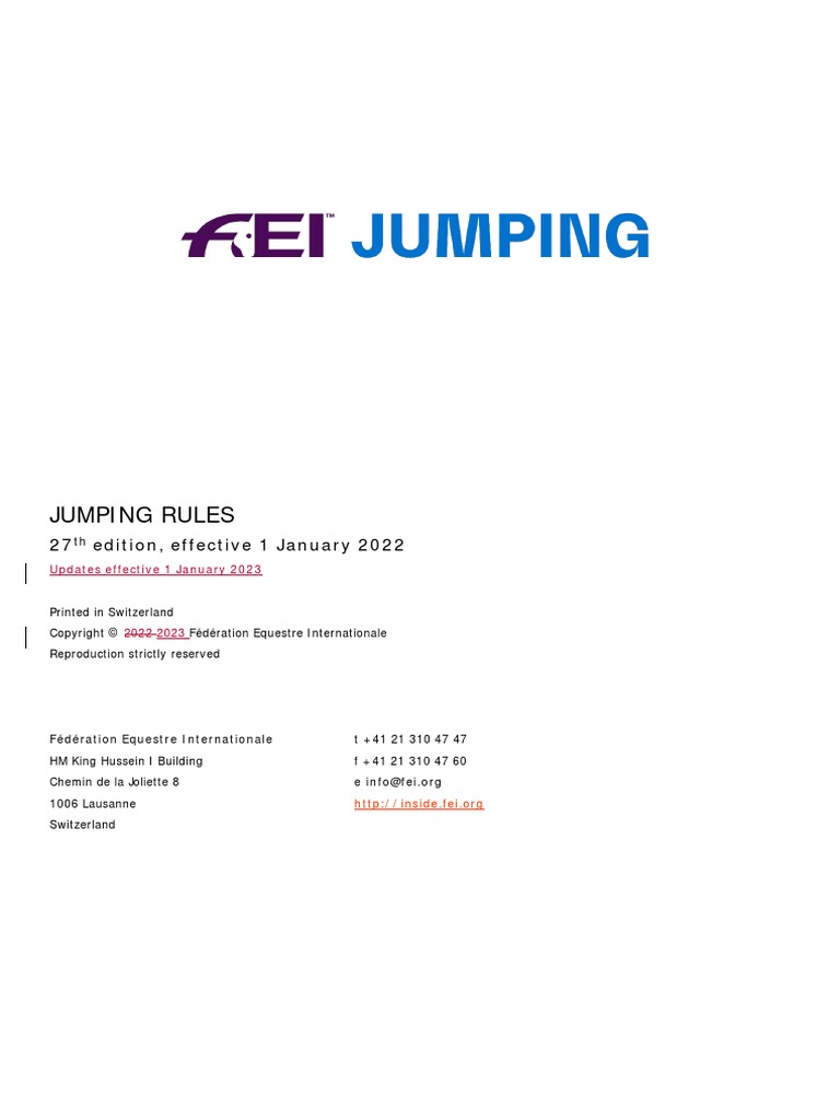 Jumping Rules 2023 Final Mark-Up Update | PDF