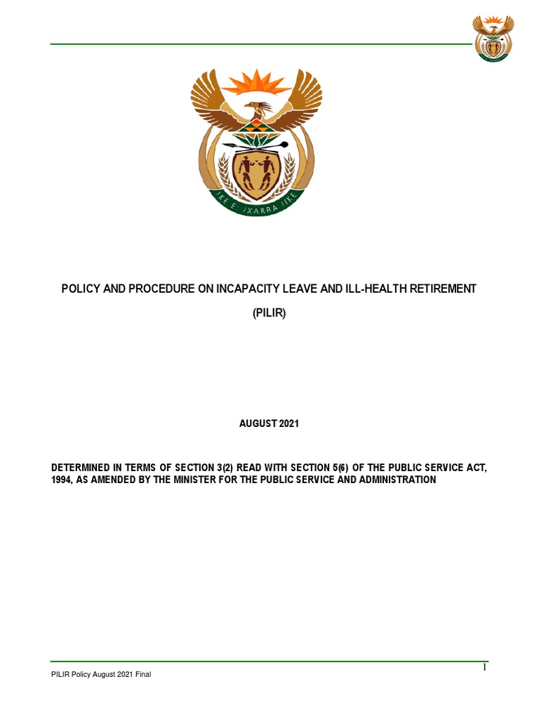 Policy and Procedure On Incapacity Leave and Ill-Health Retirement ...