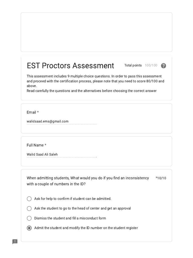 EST Proctors Assessment | PDF