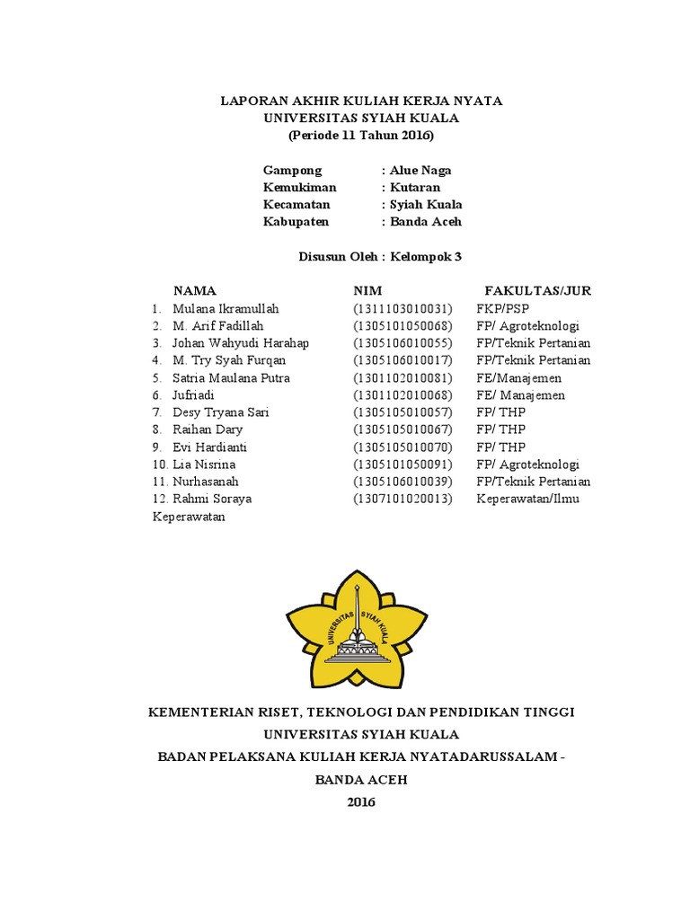 Laporan Akhir Kuliah Kerja Nyata Kelompok 3 Revisi Final (1) - 1 | PDF