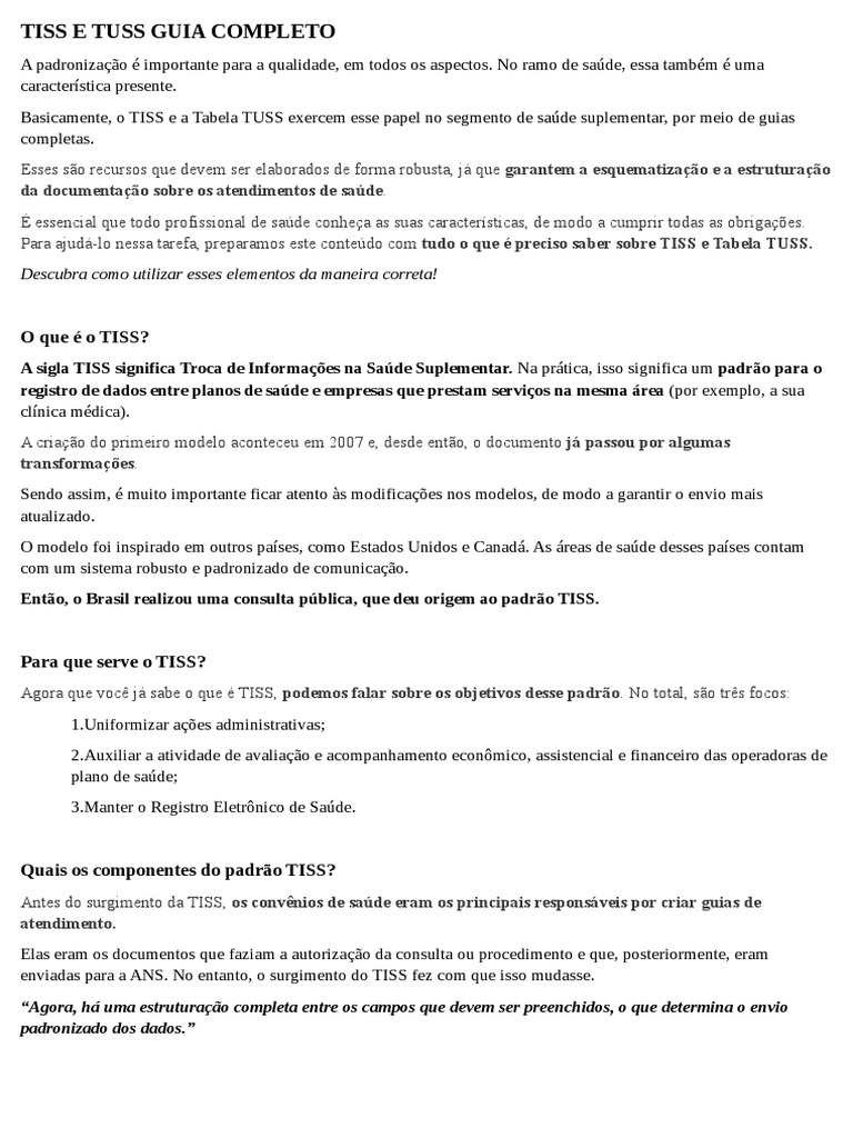 Tiss e Tuss Guia Completo | Download grátis PDF | Comunicação | Informação