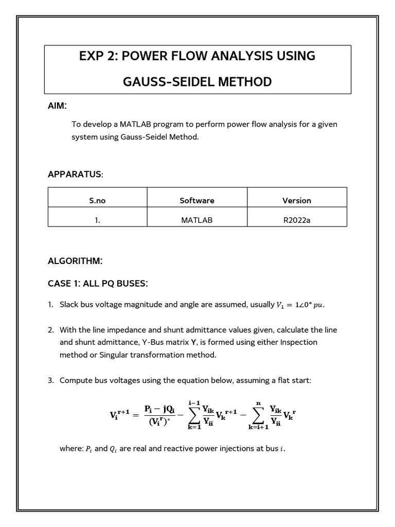 Experiment 2 - Gauss Seidel | PDF