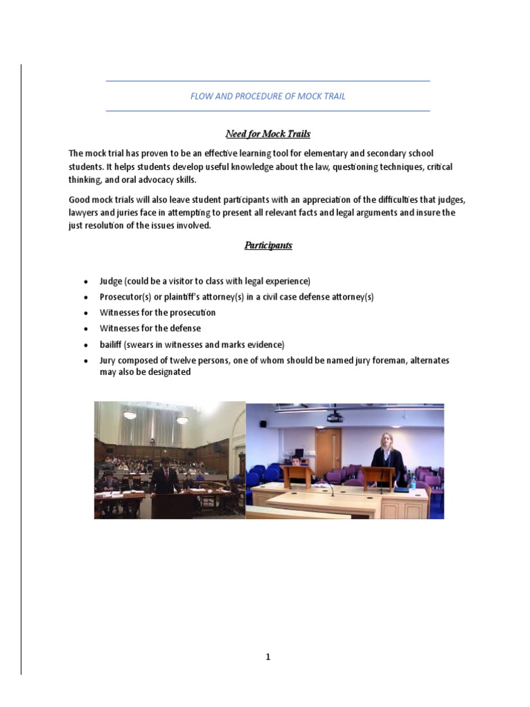 Flow and Procedure of Mock Trail | PDF | Witness | Trials