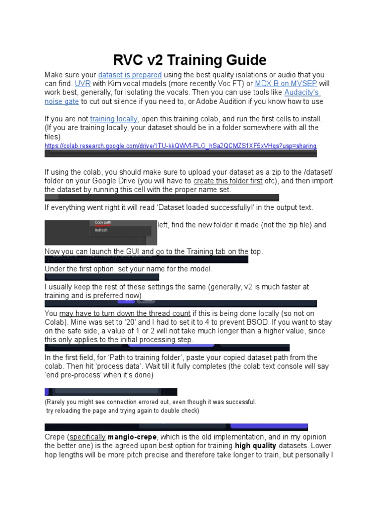 Training RVCv2 Models Guiddd (By Kalomaze) | PDF